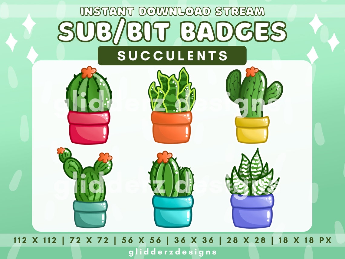 Cactus Twitch Sub Badge | Cactus Sub Badges for Streamers | Plant Sub ...