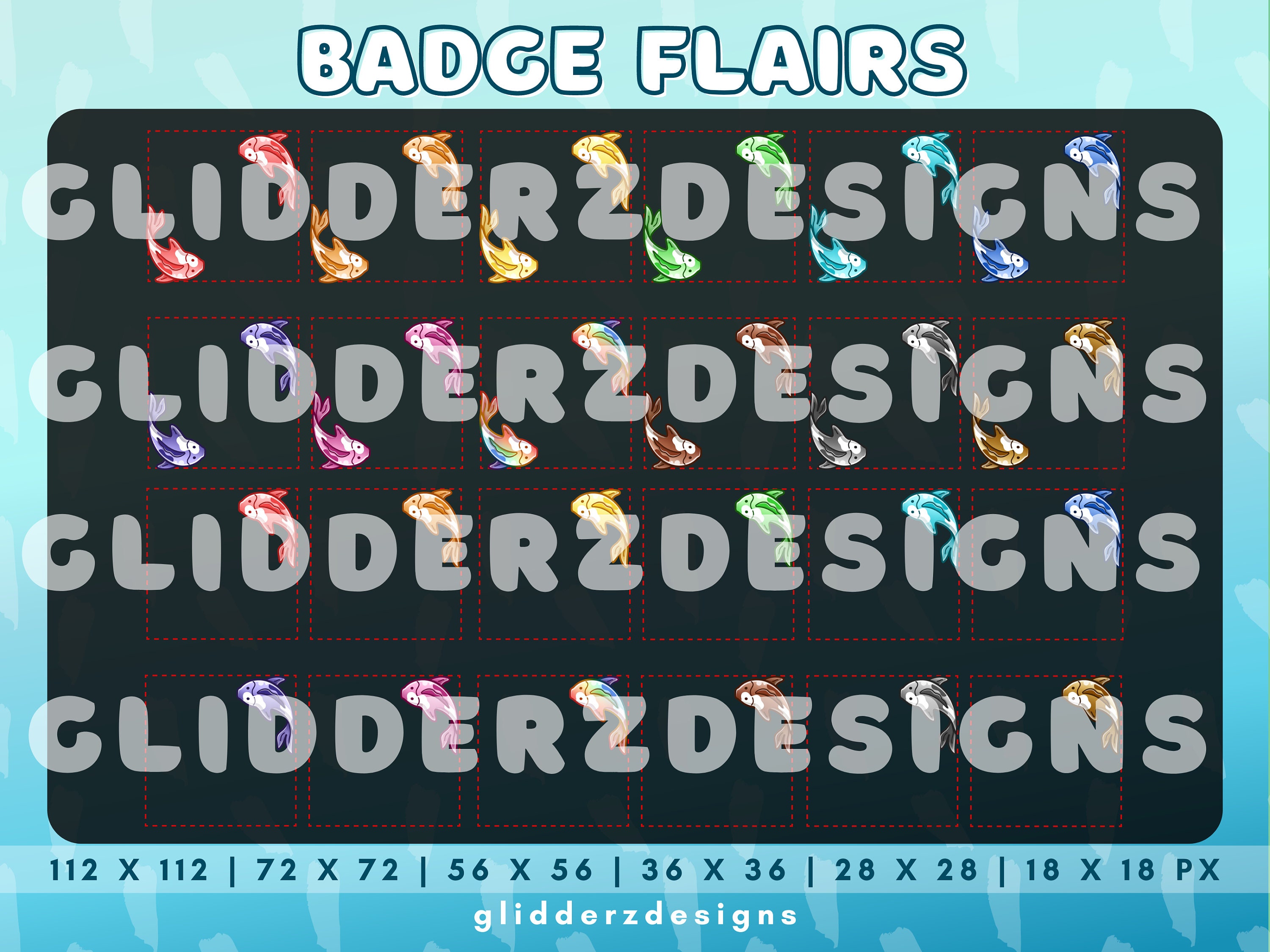 Koi Fish Sub Badge Flair Twitch | Cute Koi Fish Badge Flair | 24 Koi ...