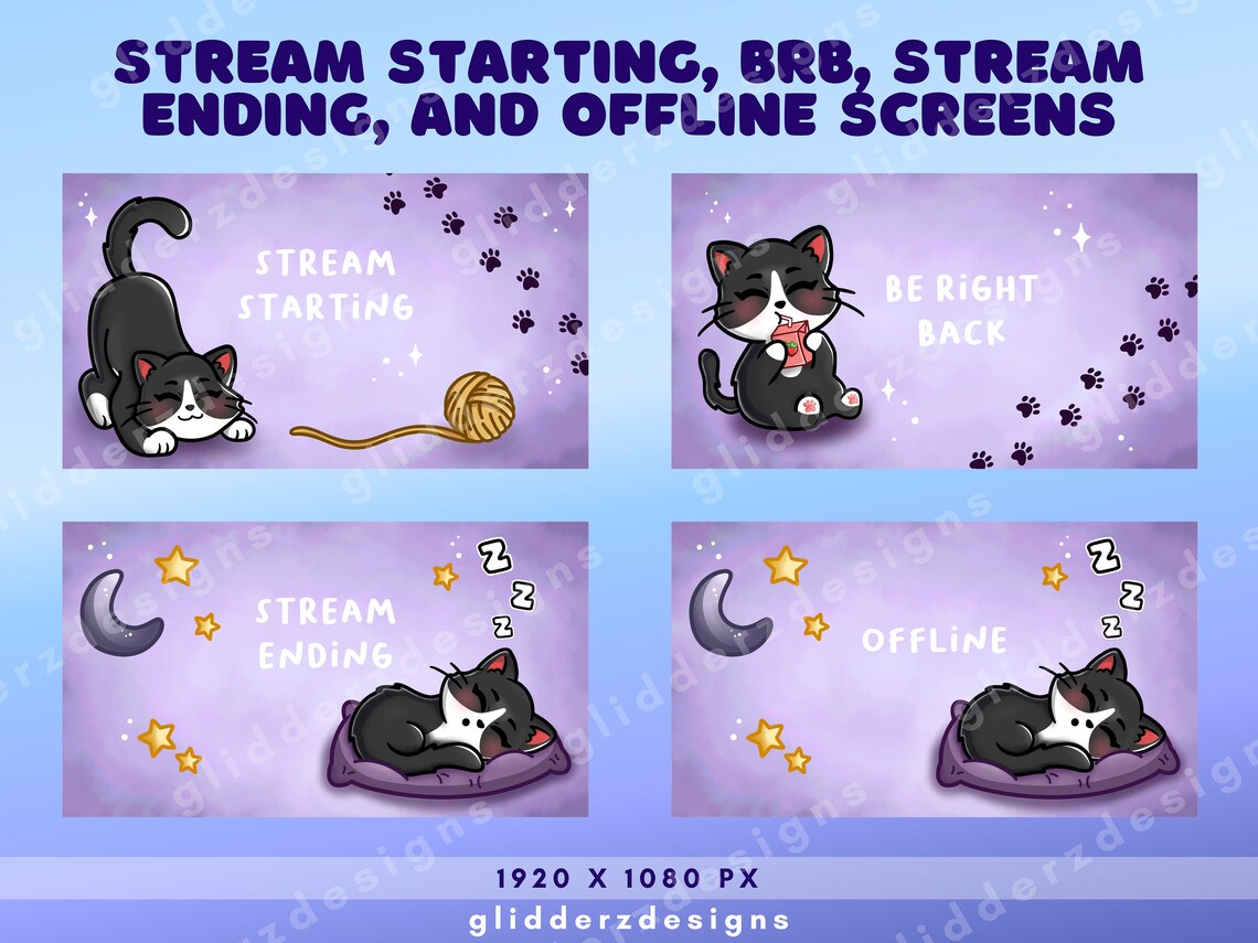 ANIMATED Twitch Overlay Cat Cat Animated Stream Overlays - Etsy