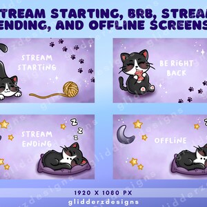 ANIMATED Twitch Overlay Cat | Cat Animated Stream Overlays | Tuxedo Cat ...