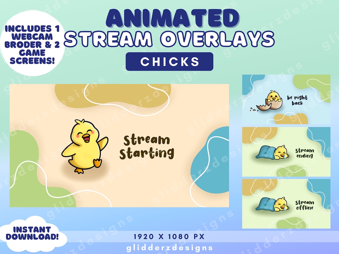Chick Overlays Twitch ANIMATED | Animated Twitch Chick Overlay | Spring ...