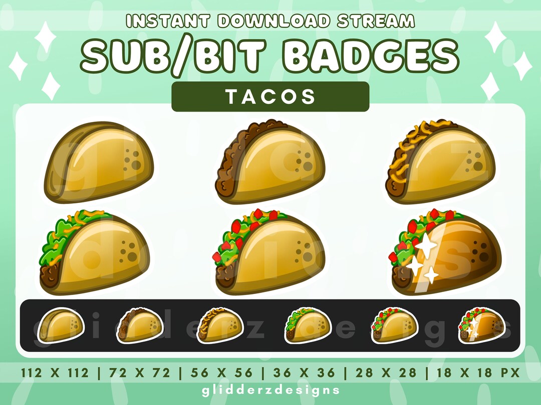 Taco Sub Badge Twitch | Stream Taco Emote | Taco Badges | Taco Twitch ...