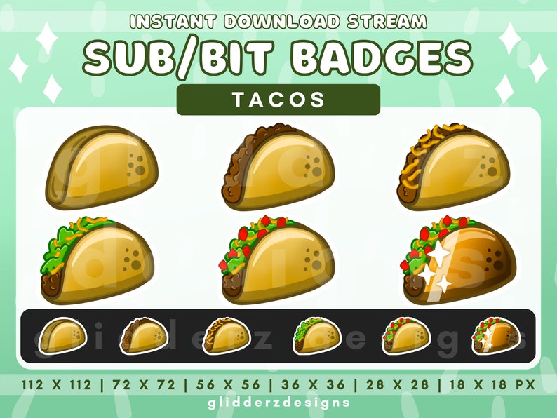 Taco Sub Badge Twitch | Stream Taco Emote | Taco Badges | Taco Twitch ...