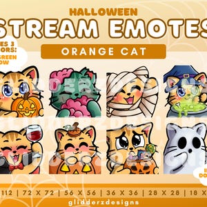 Orange Cat Halloween Emote Pack | Halloween Cat Emotes | 8 Halloween ...