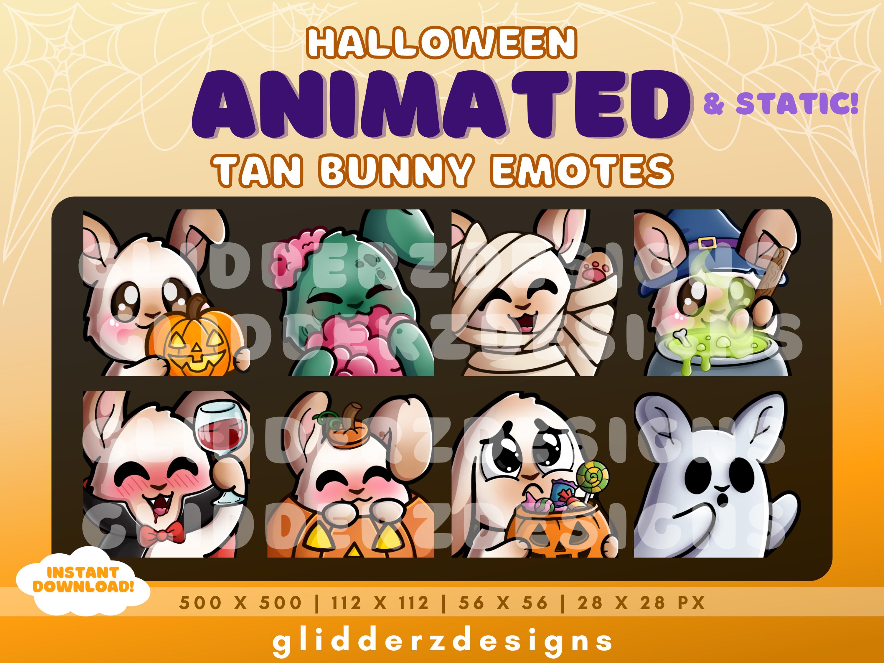 Tan Bunny Halloween ANIMATED Twitch Emotes | 8 Animated AND Static ...