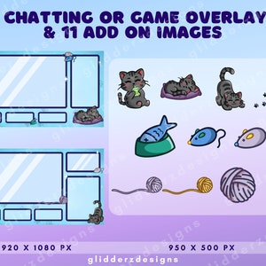 Twitch Overlay Cat | Animated Cat Twitch Overlay | Gray Cat Overlay ...