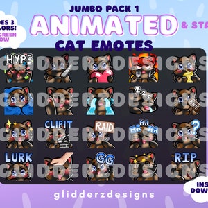 Tortoiseshell Cat ANIMATED Emotes Jumbo Pack 1 | 20 Static AND Animated ...