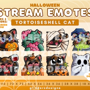Tortoiseshell Cat Halloween Twitch Emote Pack | Halloween Cat Emotes ...