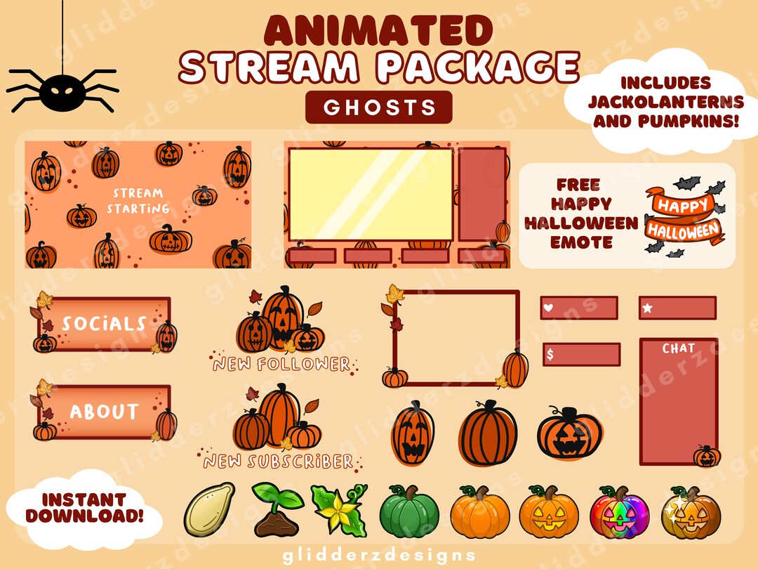 Halloween Stream Package ANIMATED | Fall Twitch Overlay | Halloween ...