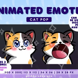 Pop Cat Animated Emote | Calico Cat Twitch Emotes | Cat Pop Emote ...