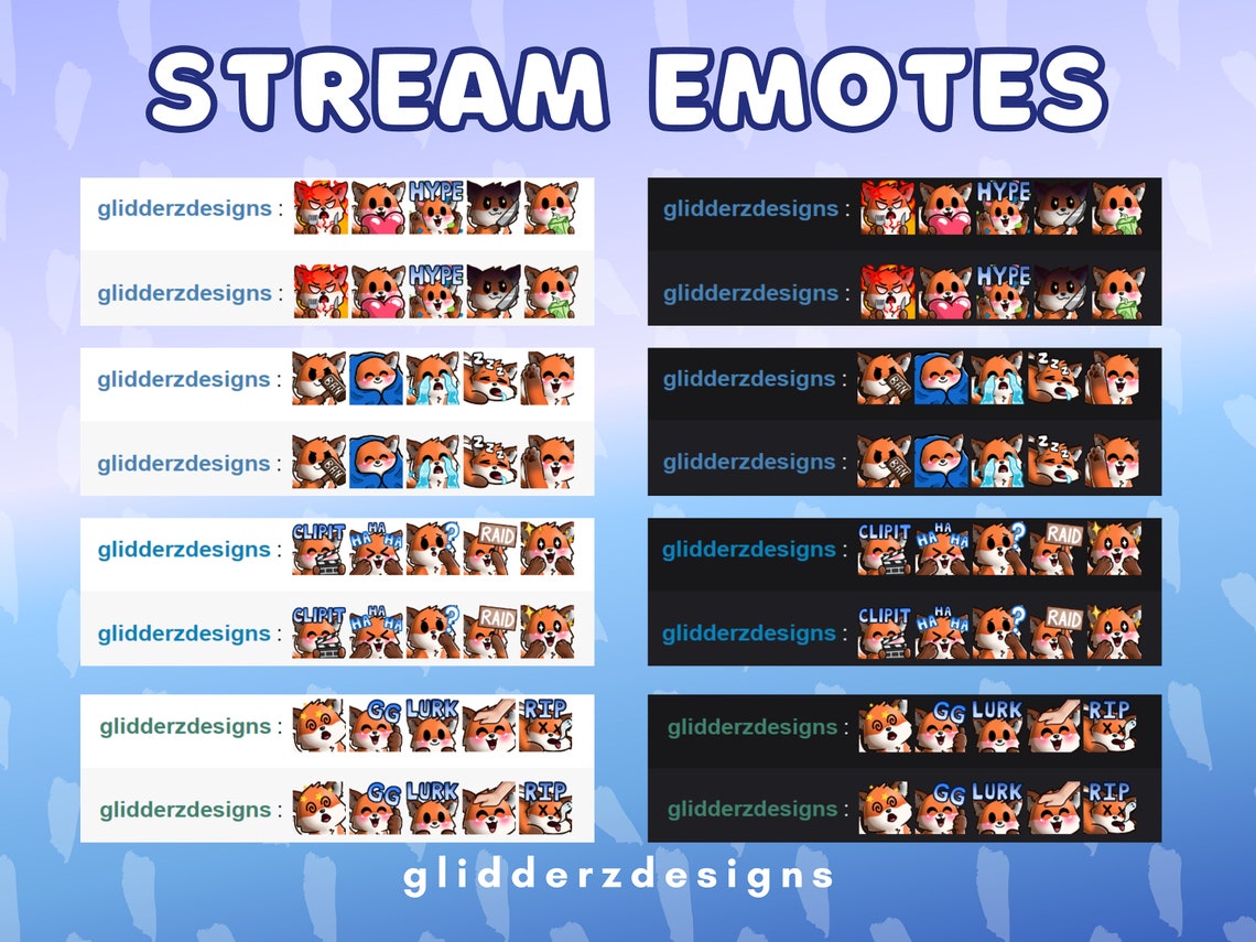 20x Fox Twitch Emotes | Cute Fox Emotes for Streamers | 20 Orange Fox ...