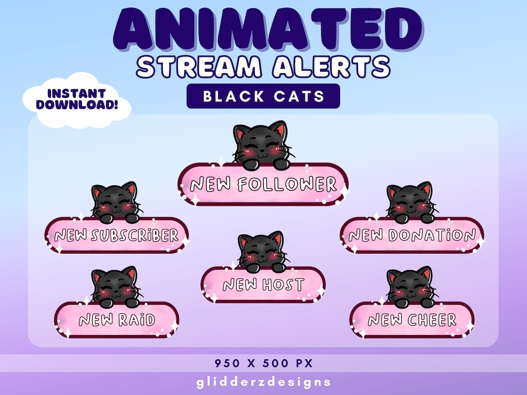 Cat ANIMATED Twitch Alerts | Animated Cat Stream Alerts | Cat Alerts ...