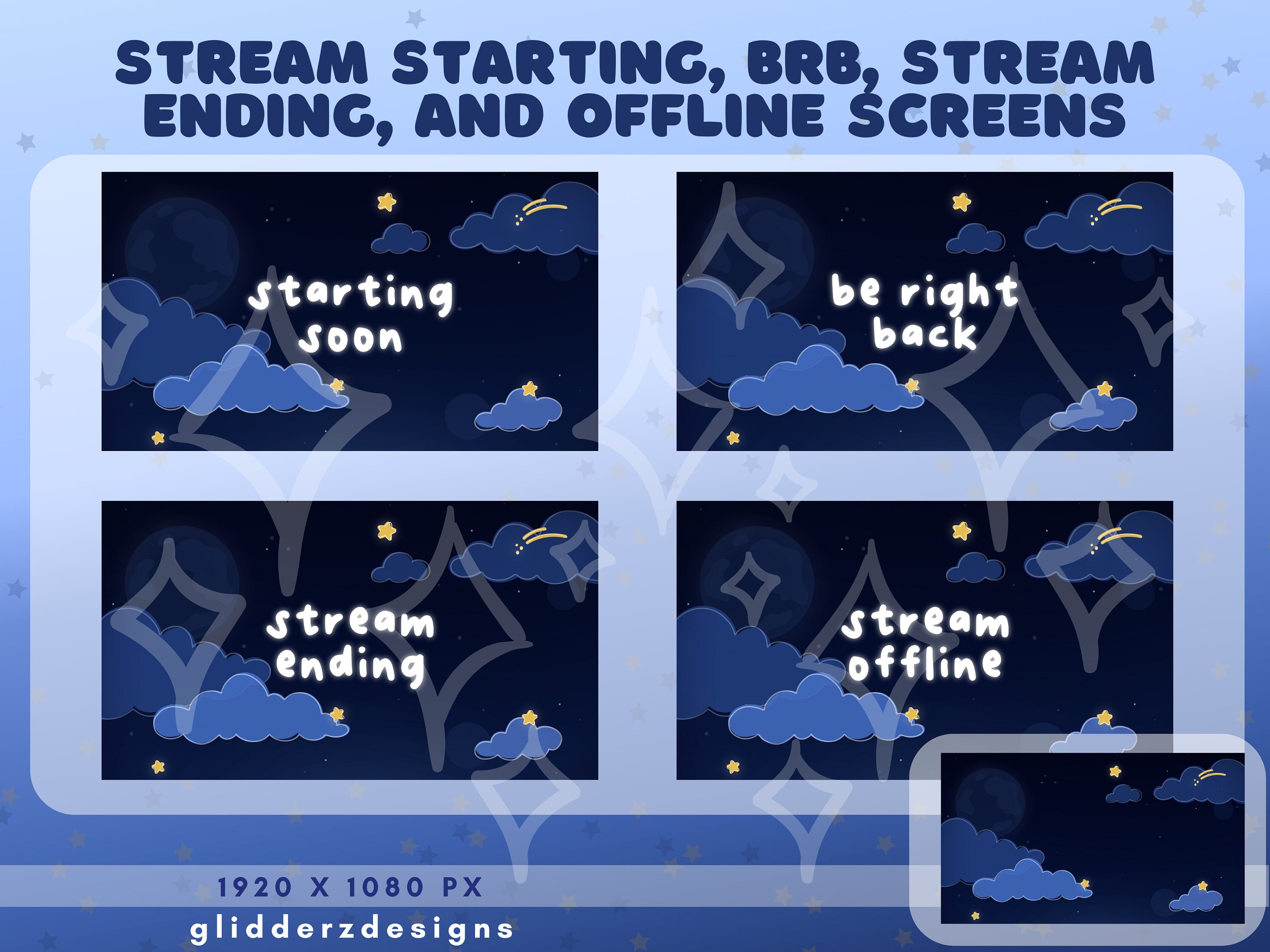 Cloudy Animated Stream Overlays Cloud Animated Screens for - Etsy