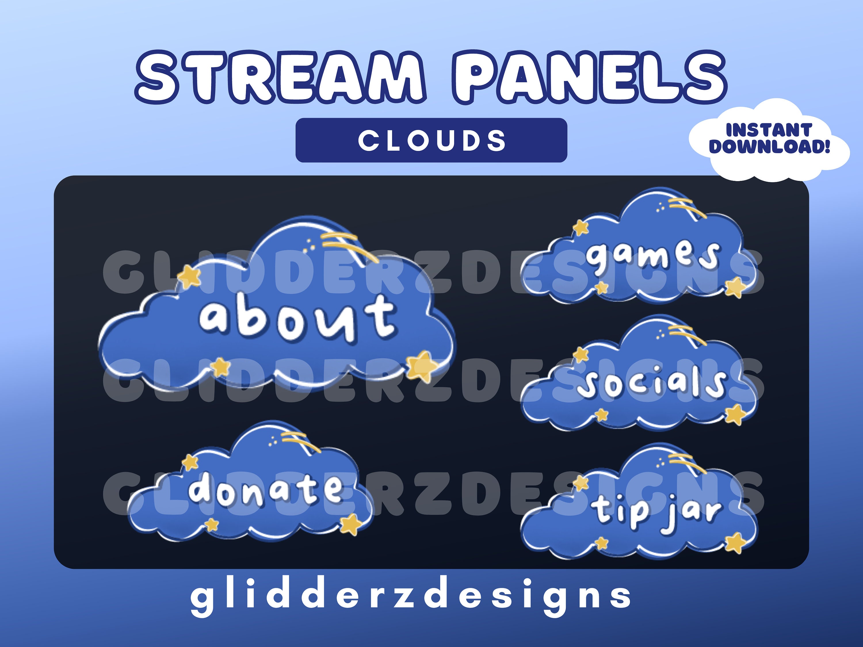 Cloud Twitch Panels Cloud Stream Panels Blue Stream Panels - Etsy