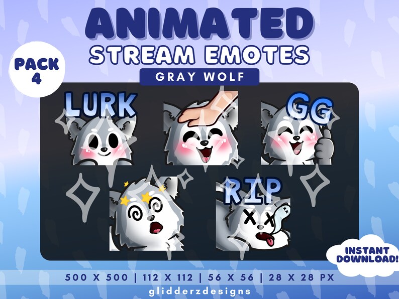 Wolf Animated Emote Pack 4 Wolf Animated Discord Emotes - Etsy