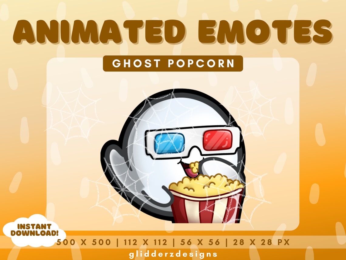 Ghost Eating Popcorn ANIMATED Emote Twitch Popcorn Emote - Etsy