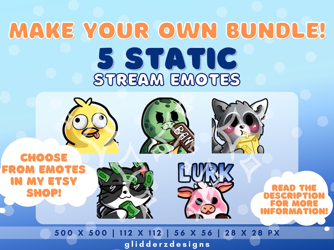 5x Static Twitch Emote Pack | Make Your Own Bundle of Emotes - 5 Static ...