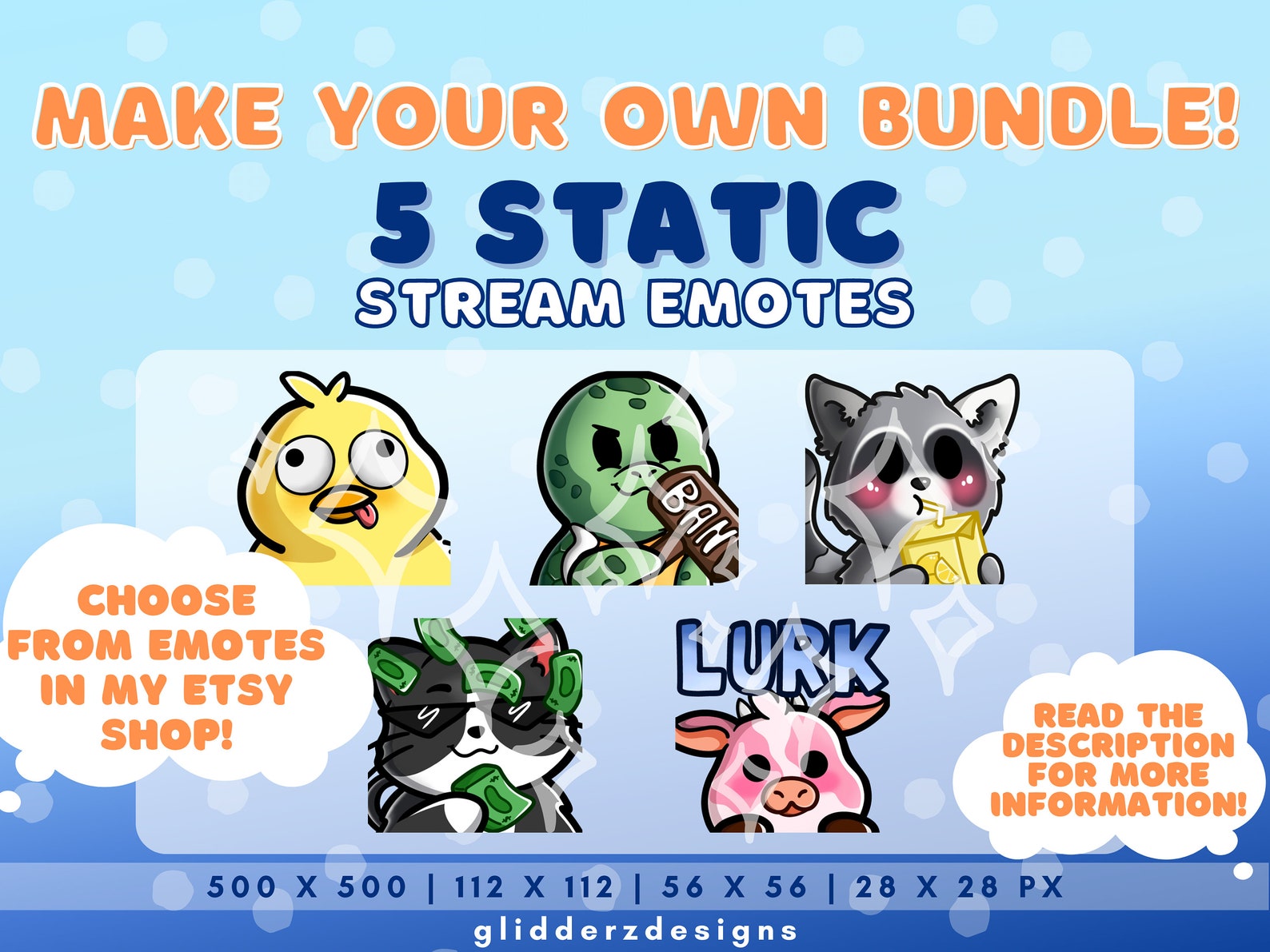 5x Static Twitch Emote Pack Make Your Own Bundle of Emotes - Etsy