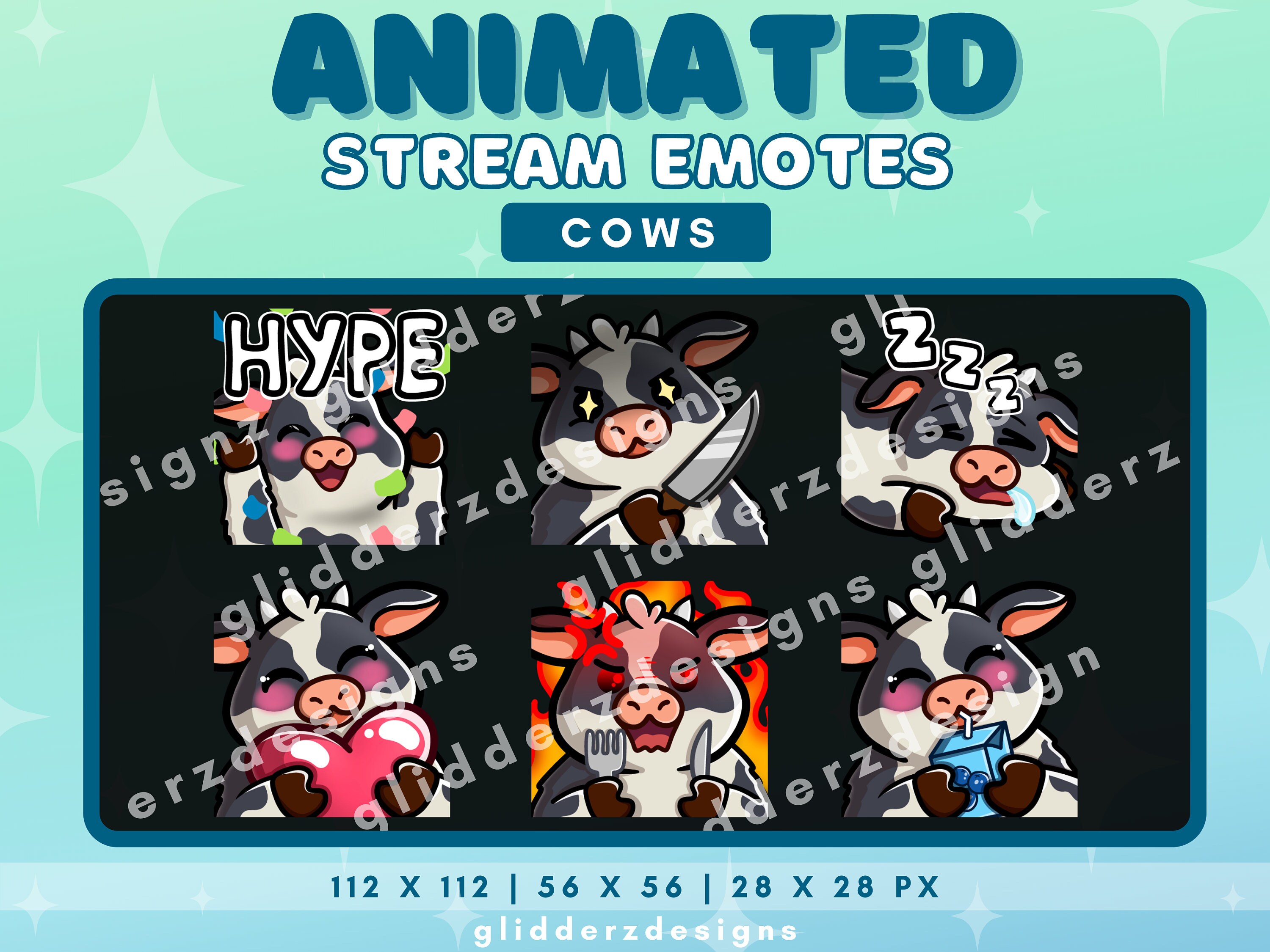 ANIMATED Emotes Cow Twitch Emote Animated Cow Pack - Etsy