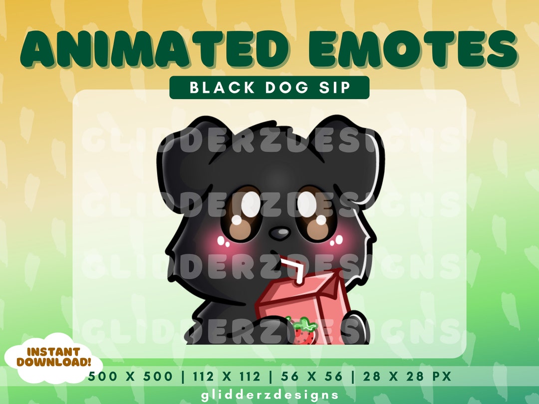 Black Dog Sip Animated Twitch Emote | Black Dog Animated Emote | Sip ...