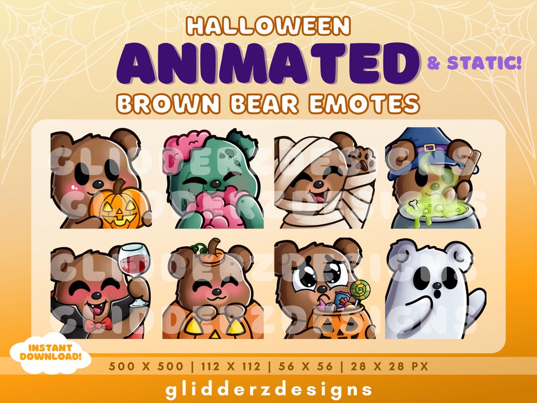 Brown Bear Halloween ANIMATED Twitch Emotes | 8 Animated AND Static ...