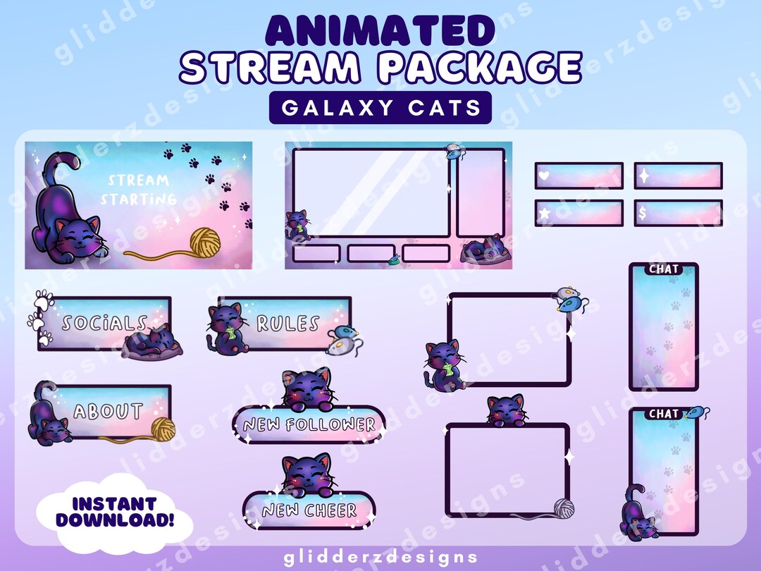 Galaxy Cat Stream Package | Cat Animated Stream Package | Galaxy Cat ...