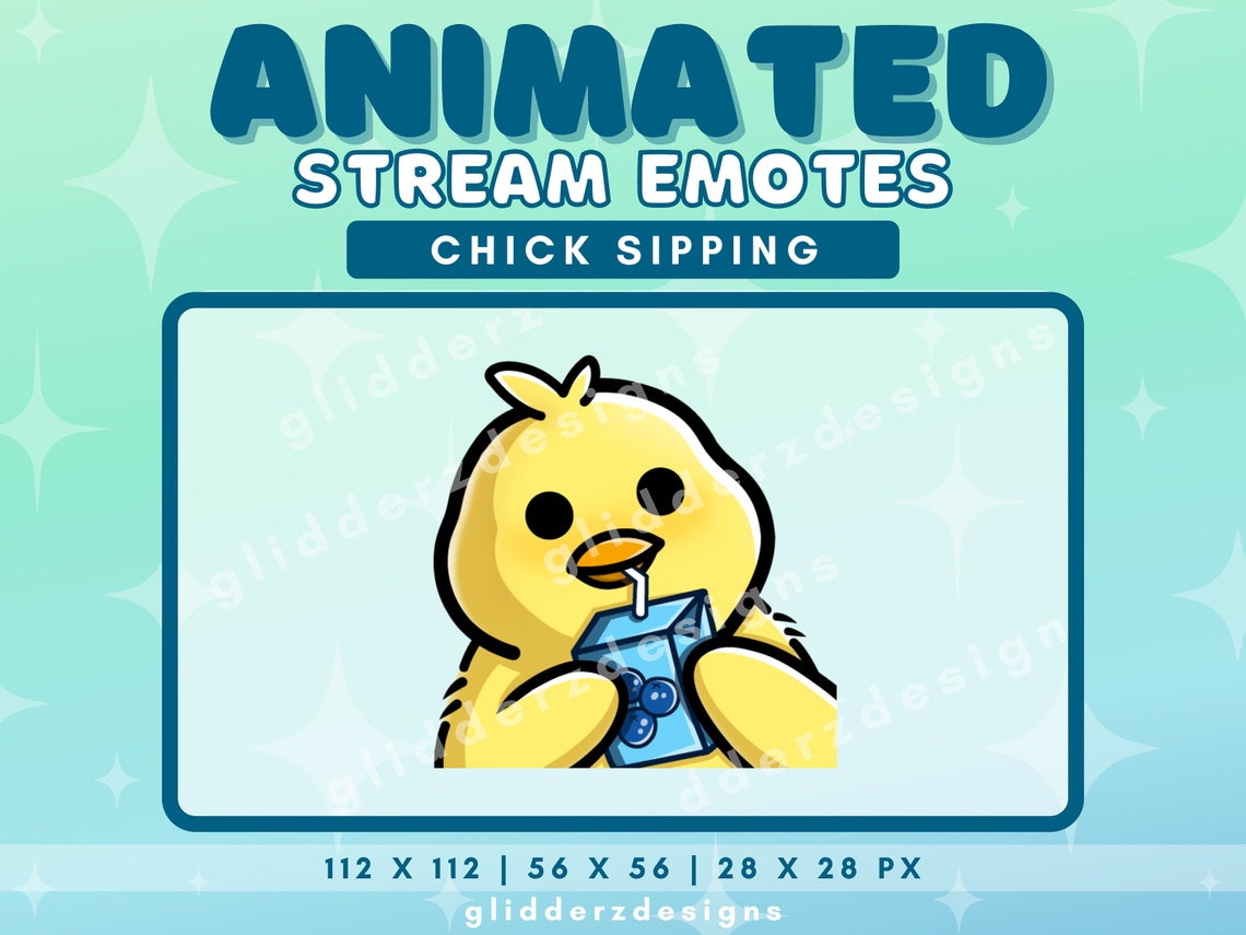 Twitch ANIMATED Emote Chick Sipping Stream Sip Emote - Etsy