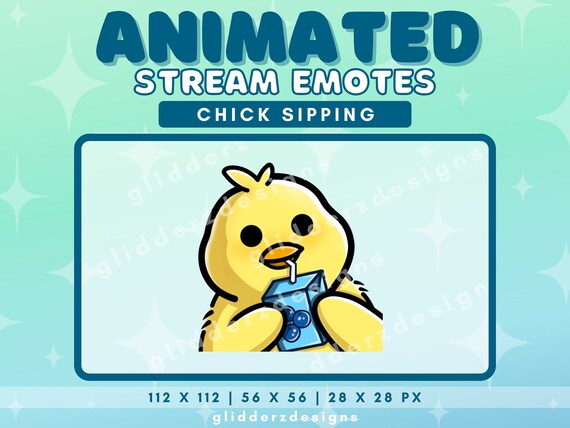 Twitch ANIMATED Emote Chick Sipping Stream Sip Emote | Etsy
