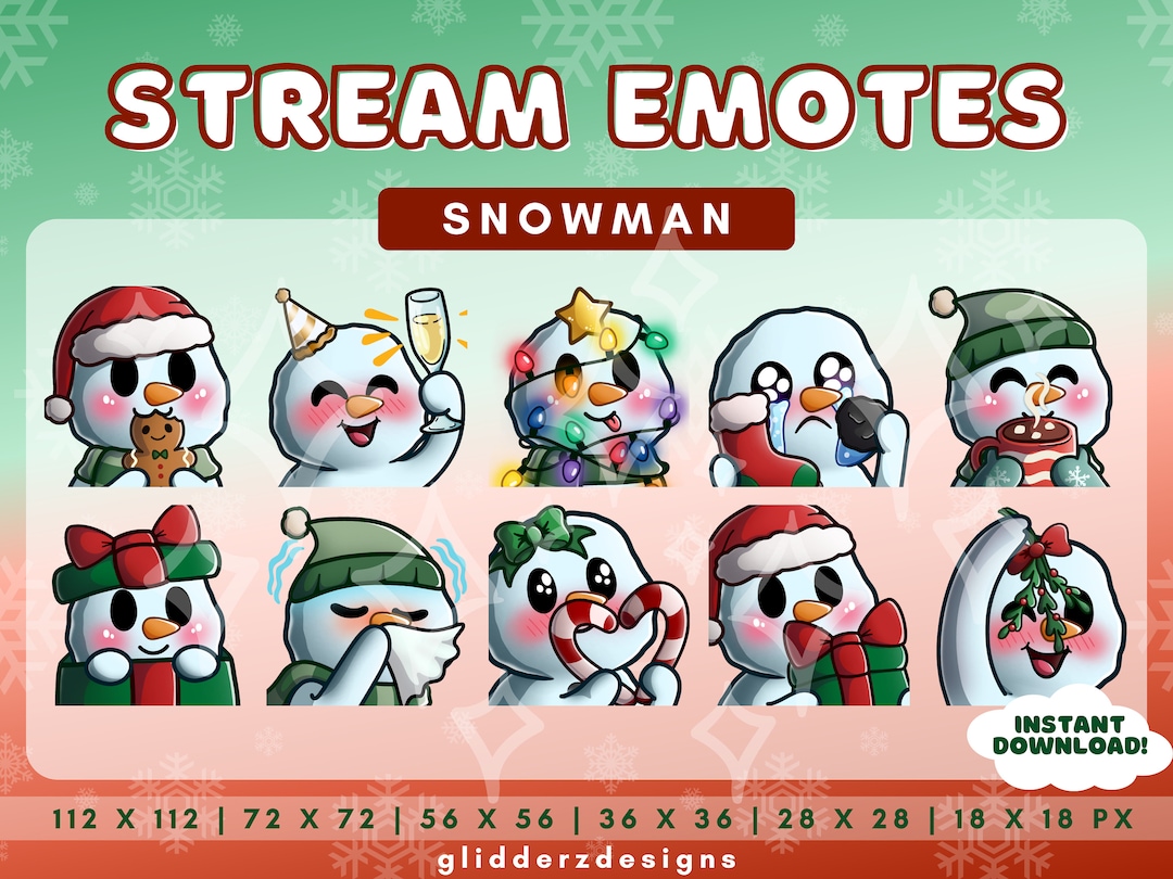 Snowman Twitch Emote 10-pack Snowman Christmas Twitch Emotes - Etsy
