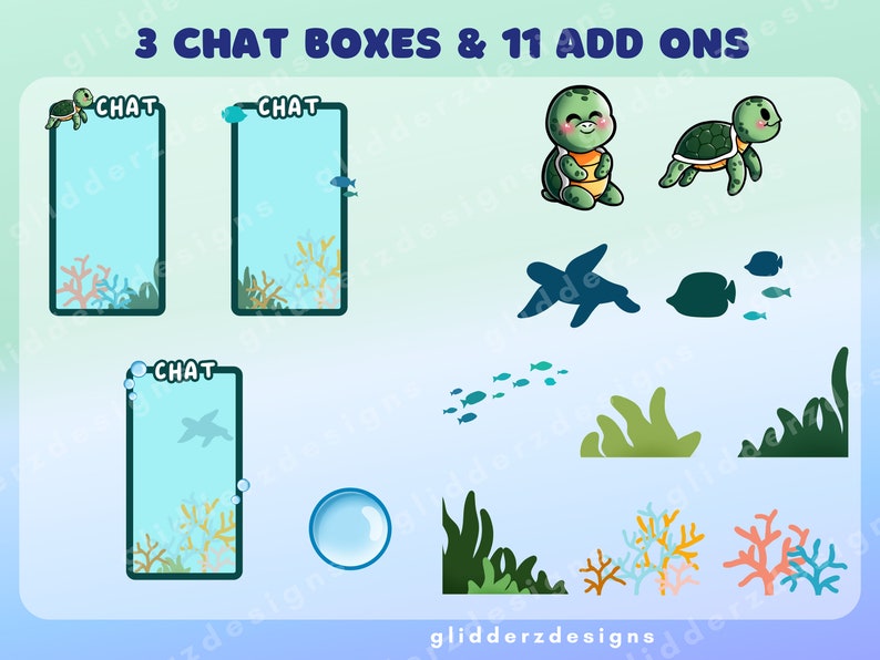Turtle Twitch Overlay Turtle Animated Stream Overlay Ocean - Etsy Canada