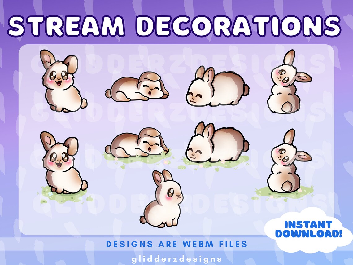 Tan Bunny Animated Stream Decorations | Tan Bunny Stream Decorations ...