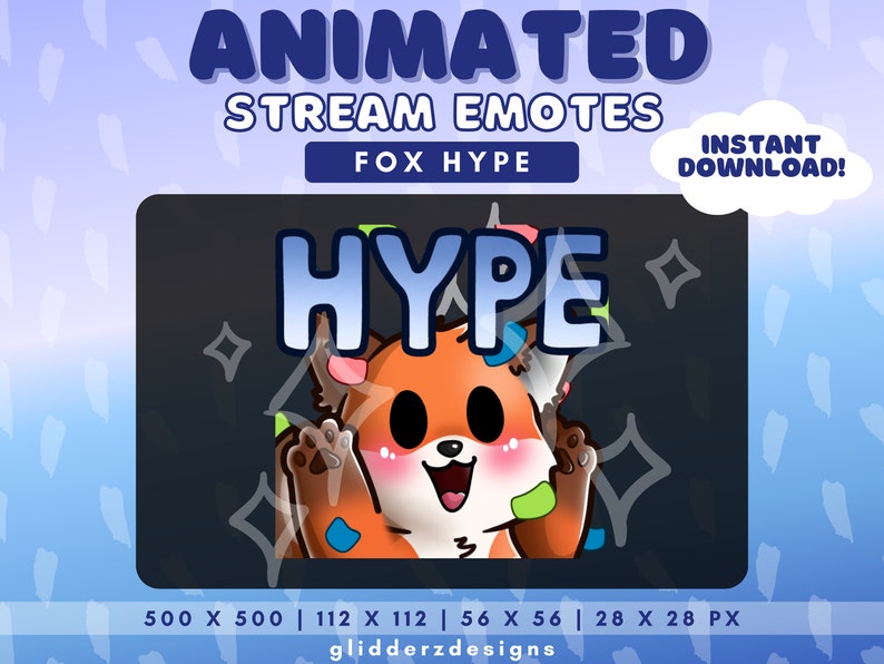 Hype Animated Twitch Emote Animated Hype Emote Orange Fox - Etsy