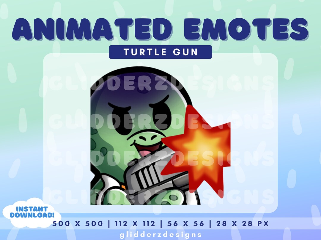 Turtle Gun Animated Emote | Gun Twitch Emote | Cute Turtle Emotes ...