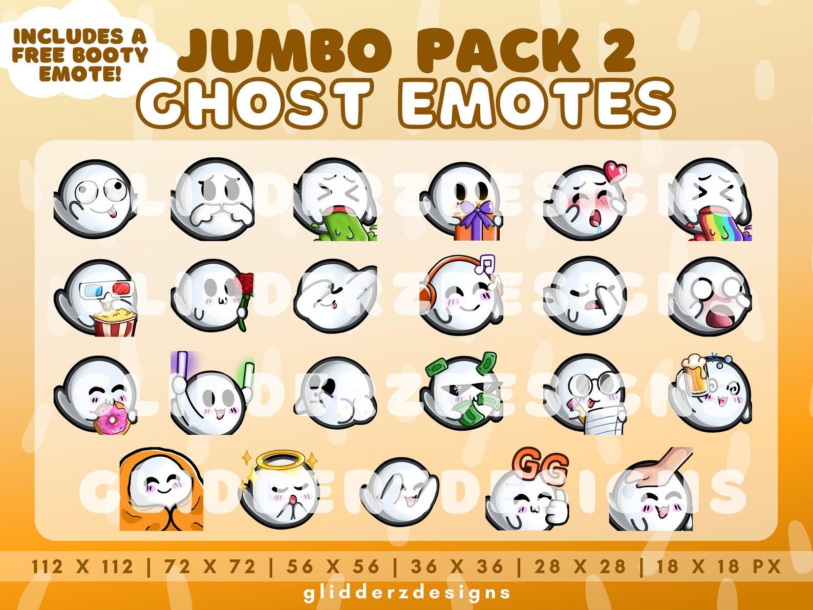 Ghost Twitch Emotes JUMBO PACK 2 | Twitch Ghost Emotes Pack | Cute ...