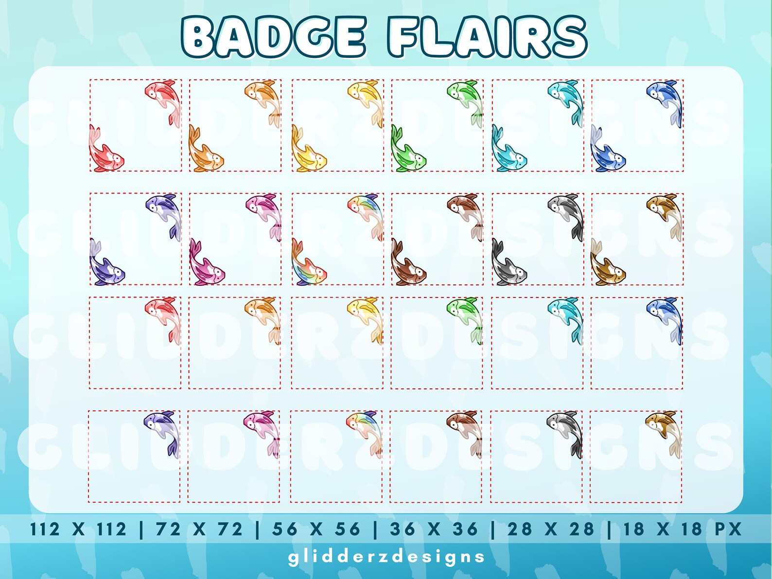 Koi Fish Sub Badge Flair Twitch | Cute Koi Fish Badge Flair | 24 Koi ...