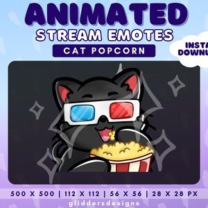 Cat Eating Popcorn Animated Emote | Popcorn Animated Twitch Emote | Cat ...