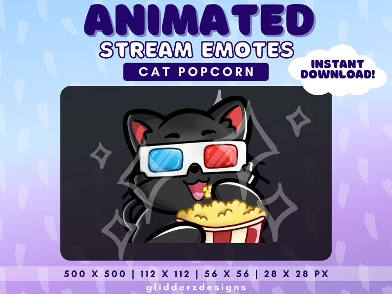 Cat Eating Popcorn Animated Emote / Popcorn Animated Twitch - Etsy España