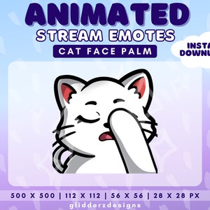 Cat Face Palm Animated Emote | White Cat Animated Face Palm Emote ...