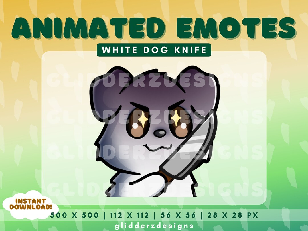 Animated Knife Twitch Emote White Dog Animated Emote Stab Emote Twitch ...