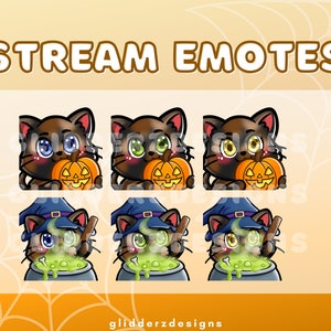 Tortoiseshell Cat Halloween Twitch Emote Pack | Halloween Cat Emotes ...
