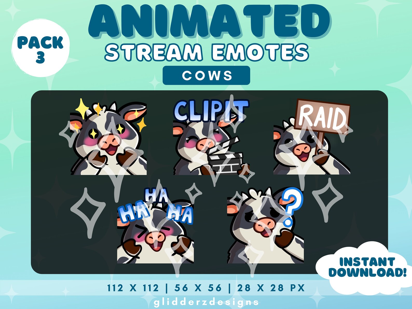 Cow Twitch Emotes Animated Cow Twitch Animated Emotes - Etsy UK
