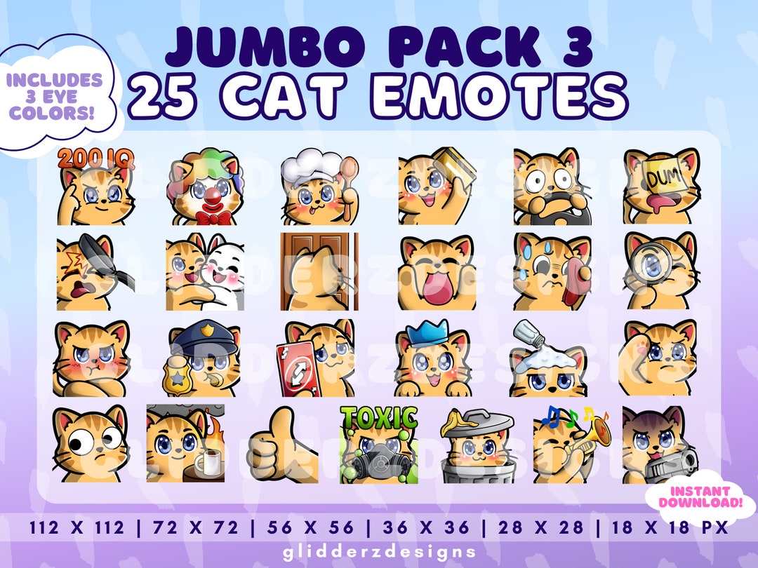 Orange Cat Twitch Emote Jumbo Pack 3 | Orange Cat Emotes | 25 Tabby Cat ...