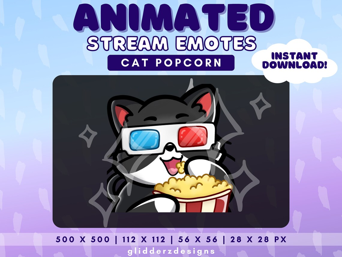 Cat Eating Popcorn Animated Emote Cat Popcorn Animated - Etsy
