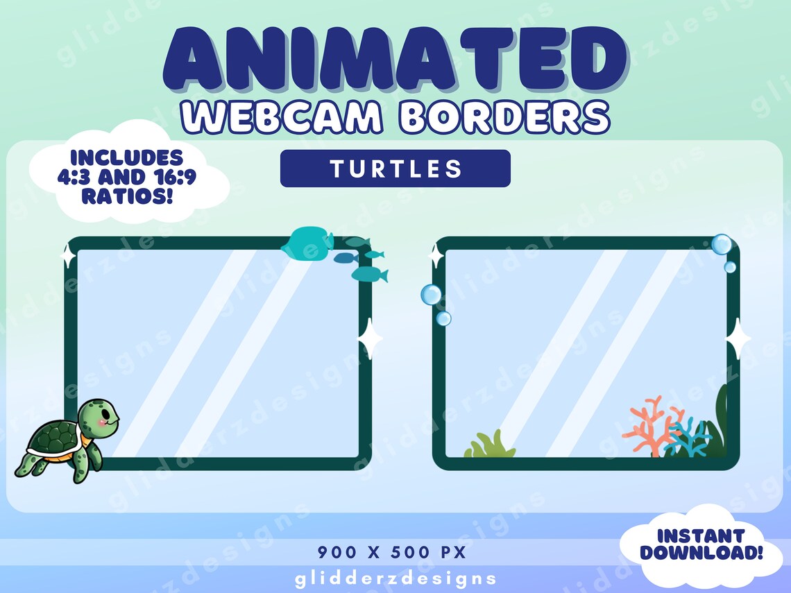 Ocean Webcam Frame Twitch | Turtle Webcam Overlay | Ocean Webcam Border ...