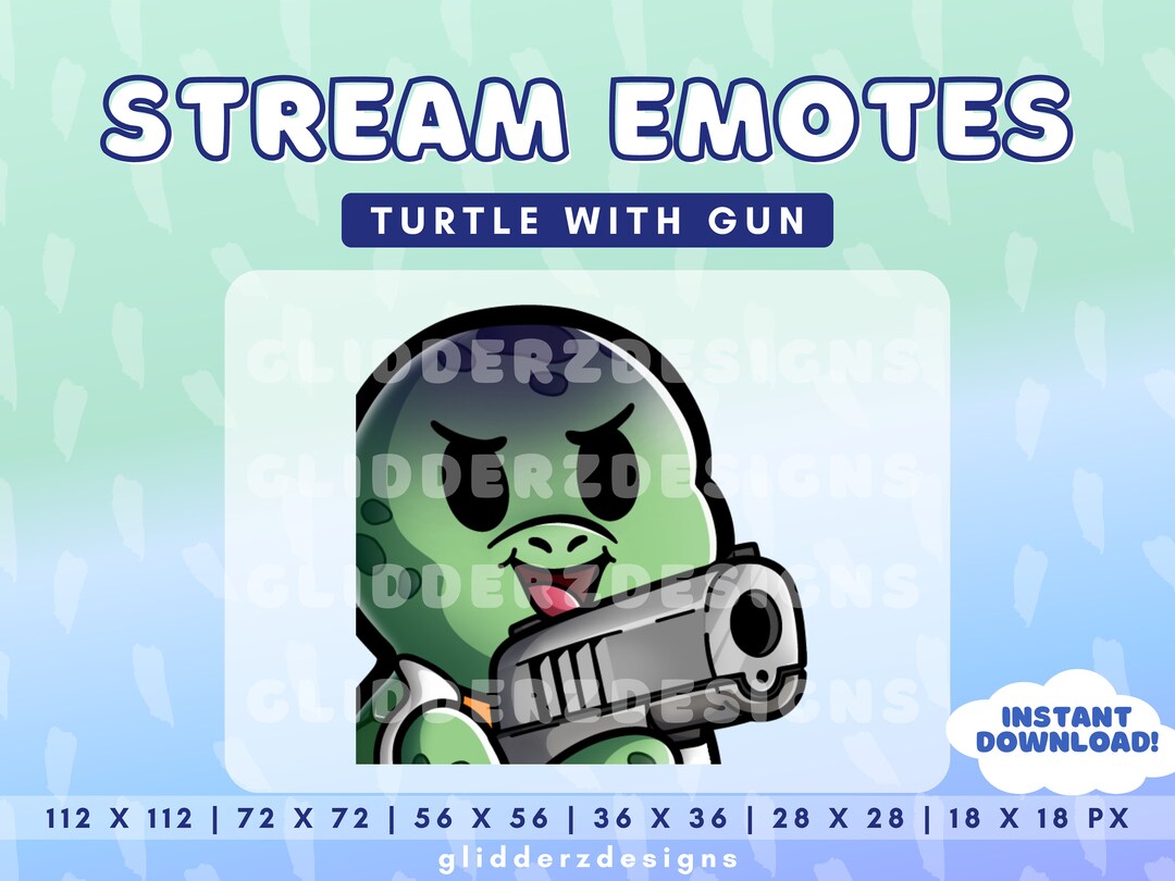 Turtle Gun Twitch Emote Twitch Gun Emote Cute Turtle Gun Emote for ...