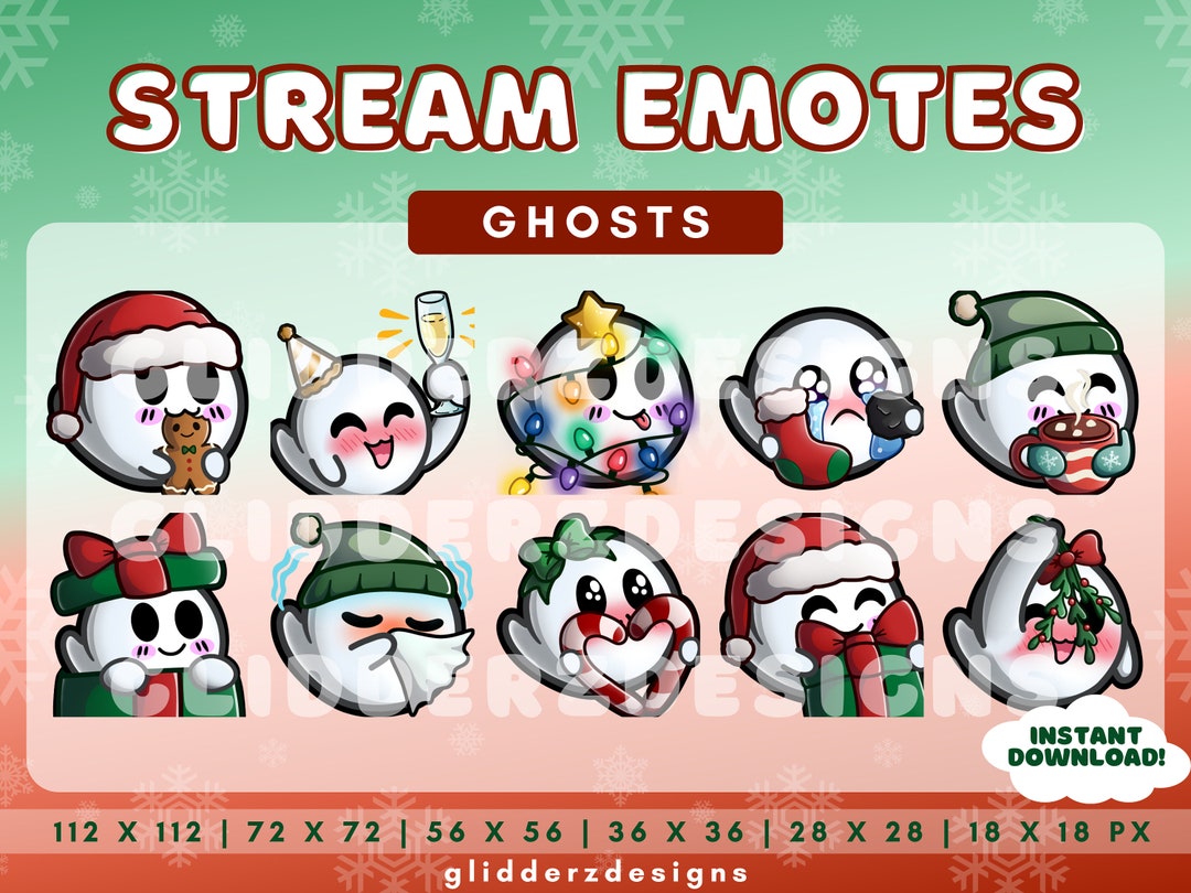Ghost Christmas Twitch Emotes | Ghost Holiday Emote Pack | 10-pack ...