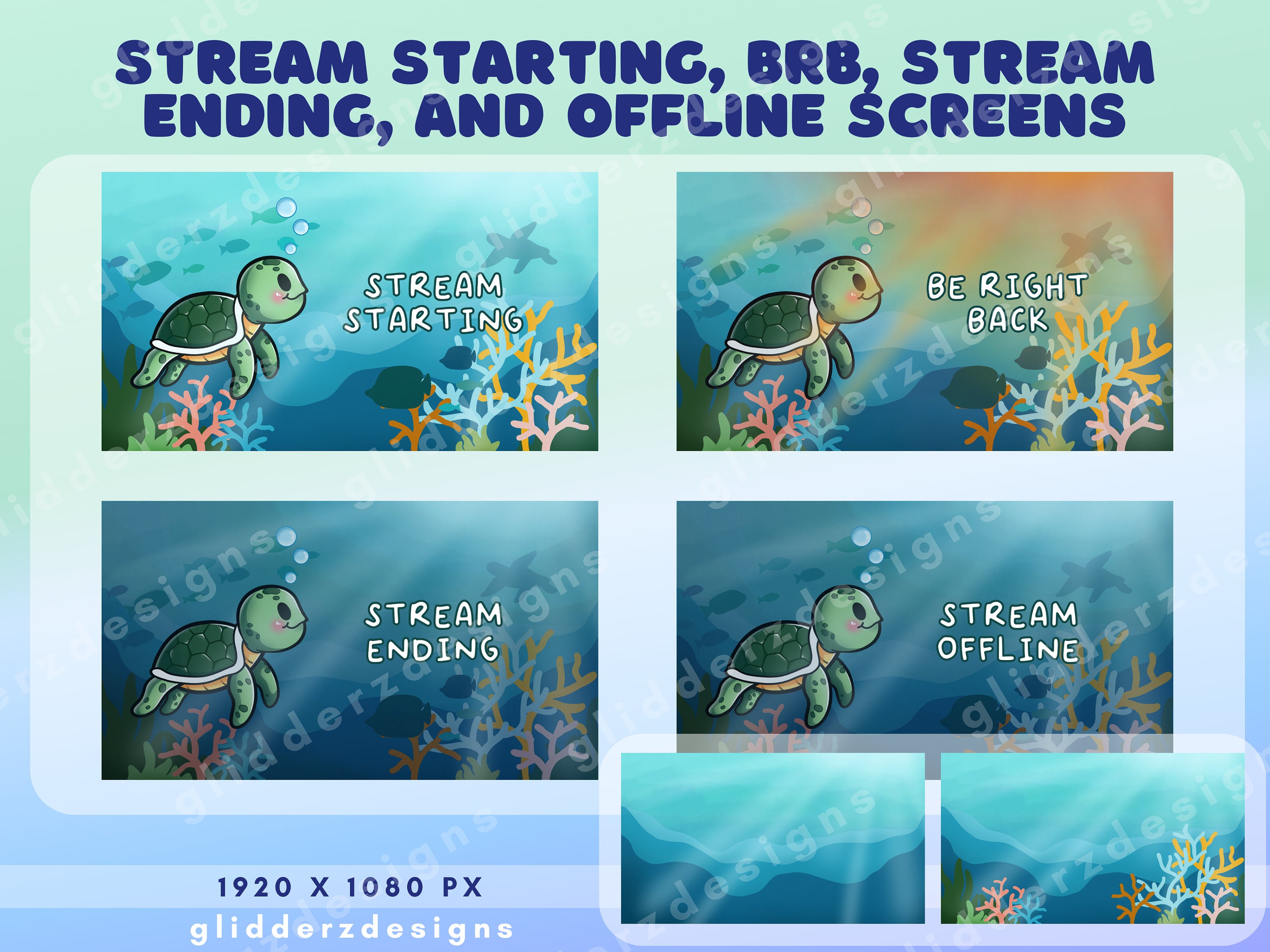 Turtle Twitch Overlay Turtle Animated Stream Overlay Ocean - Etsy Australia