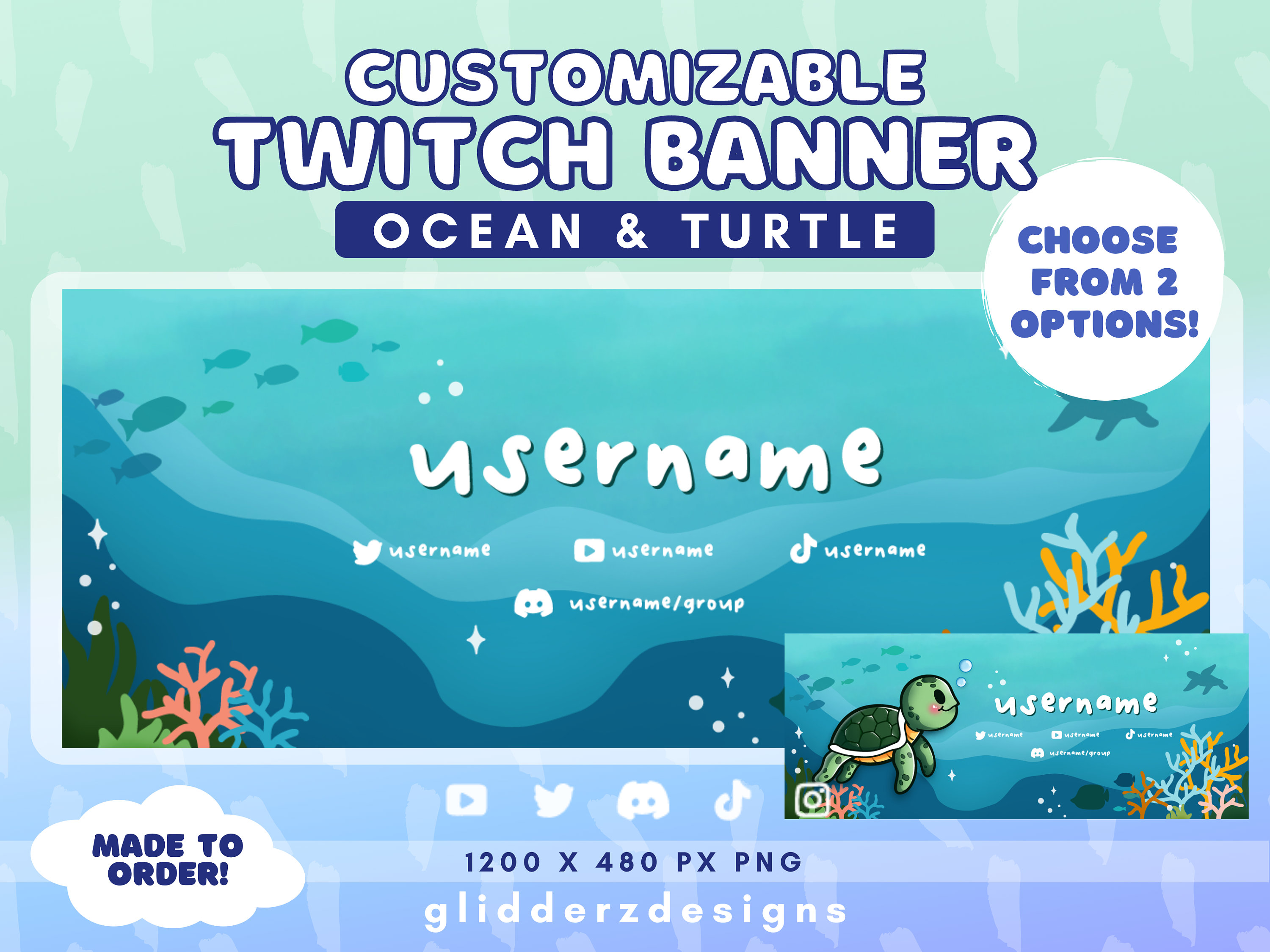 Custom Ocean Twitch Banner Turtle Twitch Banner Cute Ocean - Etsy
