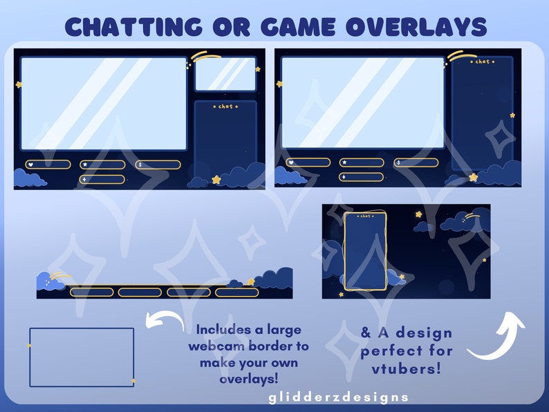 Cloudy Animated Stream Overlays Cloud Animated Screens for - Etsy