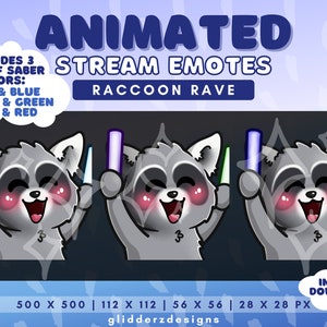 Raccoon Glow Stick Emote ANIMATED | Raccoon Rave Twitch Emote | Raccoon ...